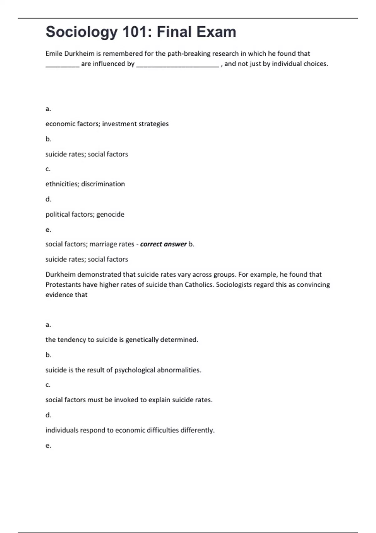 Sociology 101: Final Exam( 150 Questions with 100% verified answers ...