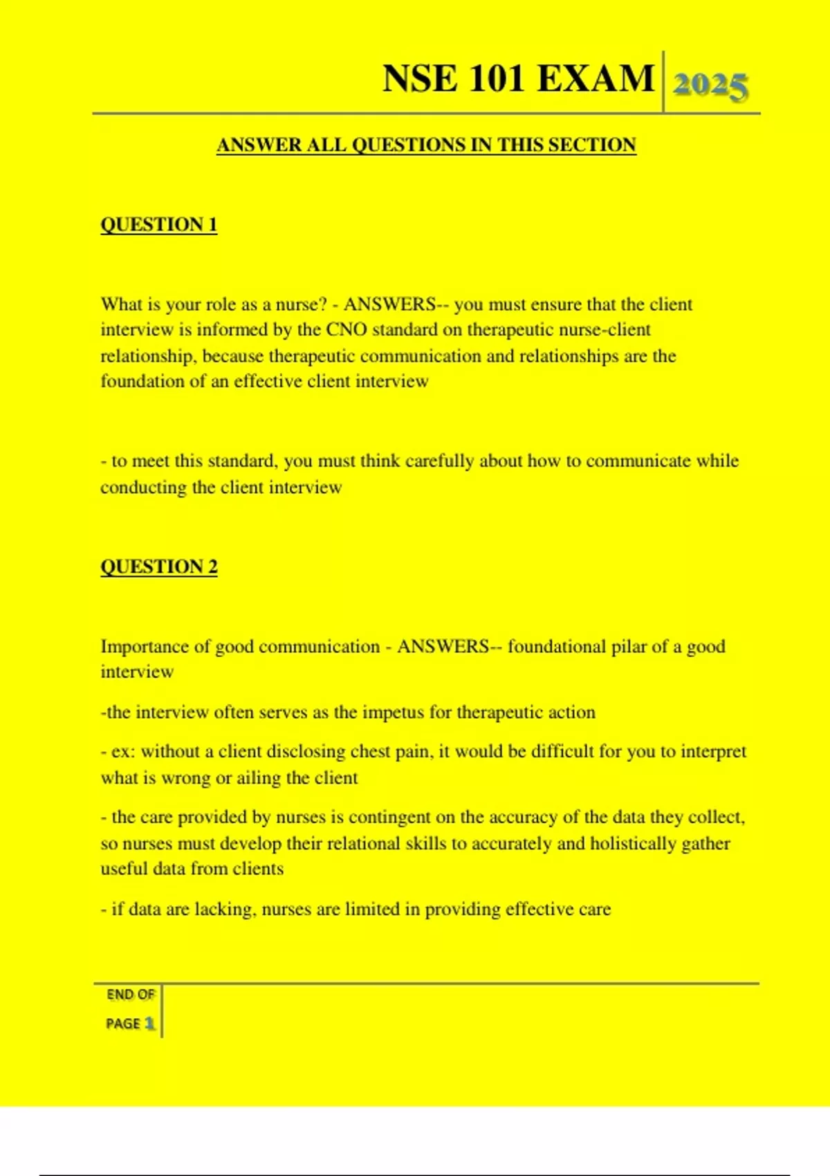 NSE 101 EXAM QUESTIONS AND ANSWERS 2025 - NSE 101 - Stuvia US