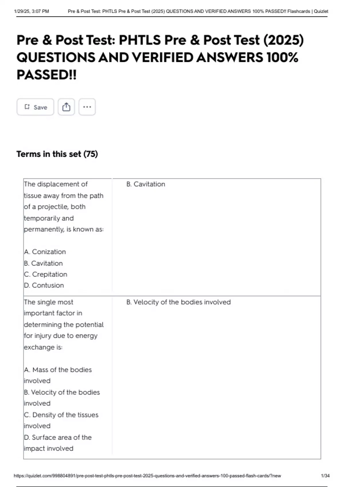 Pre & Post Test: PHTLS Pre & Post Test (2025) QUESTIONS AND VERIFIED ...