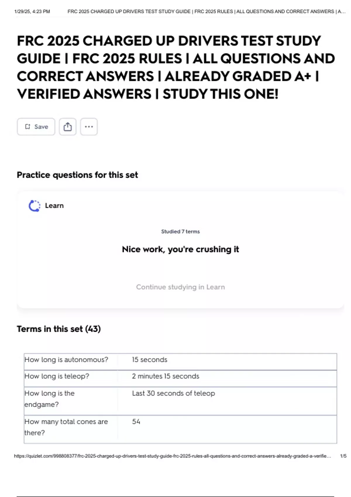 FRC 2025 CHARGED UP DRIVERS TEST STUDY GUIDE | FRC 2025 RULES | ALL ...