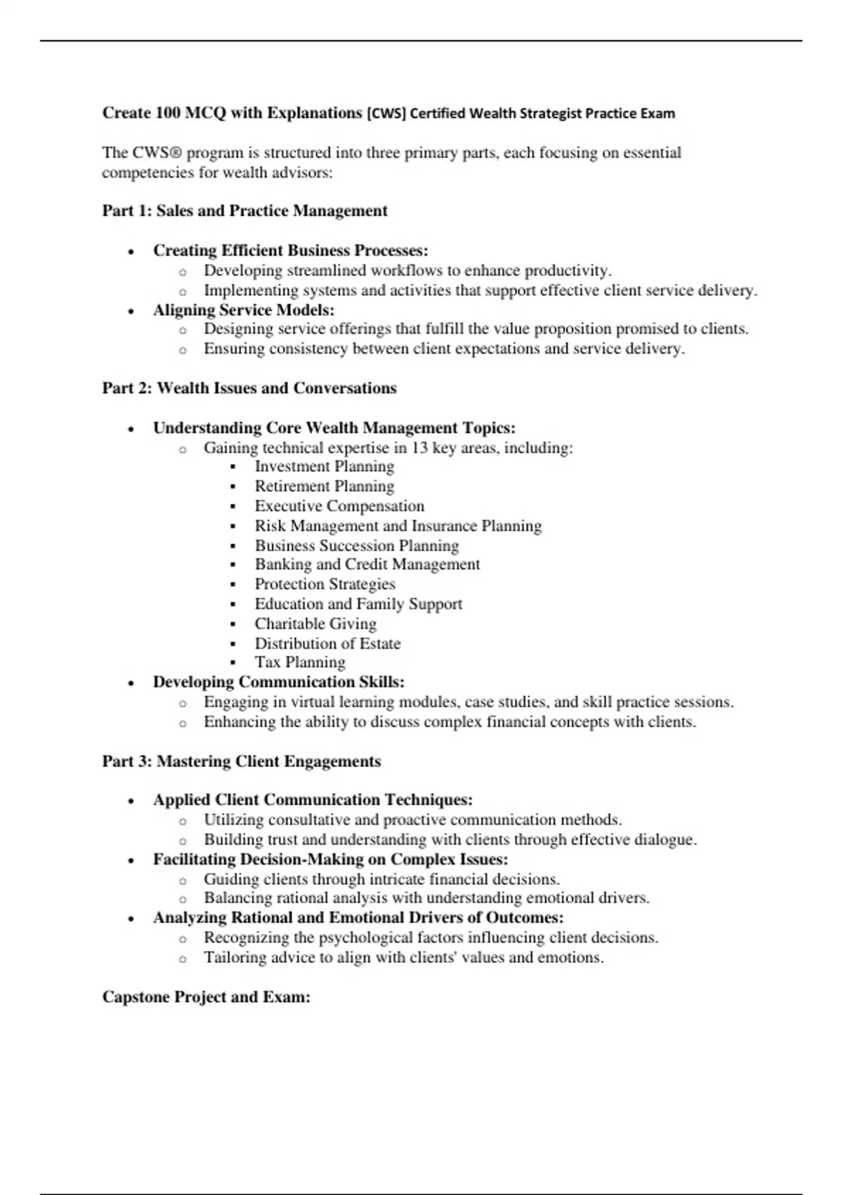 [CWS] Certified Wealth Strategist Practice Exam - Computer Tech - Stuvia US