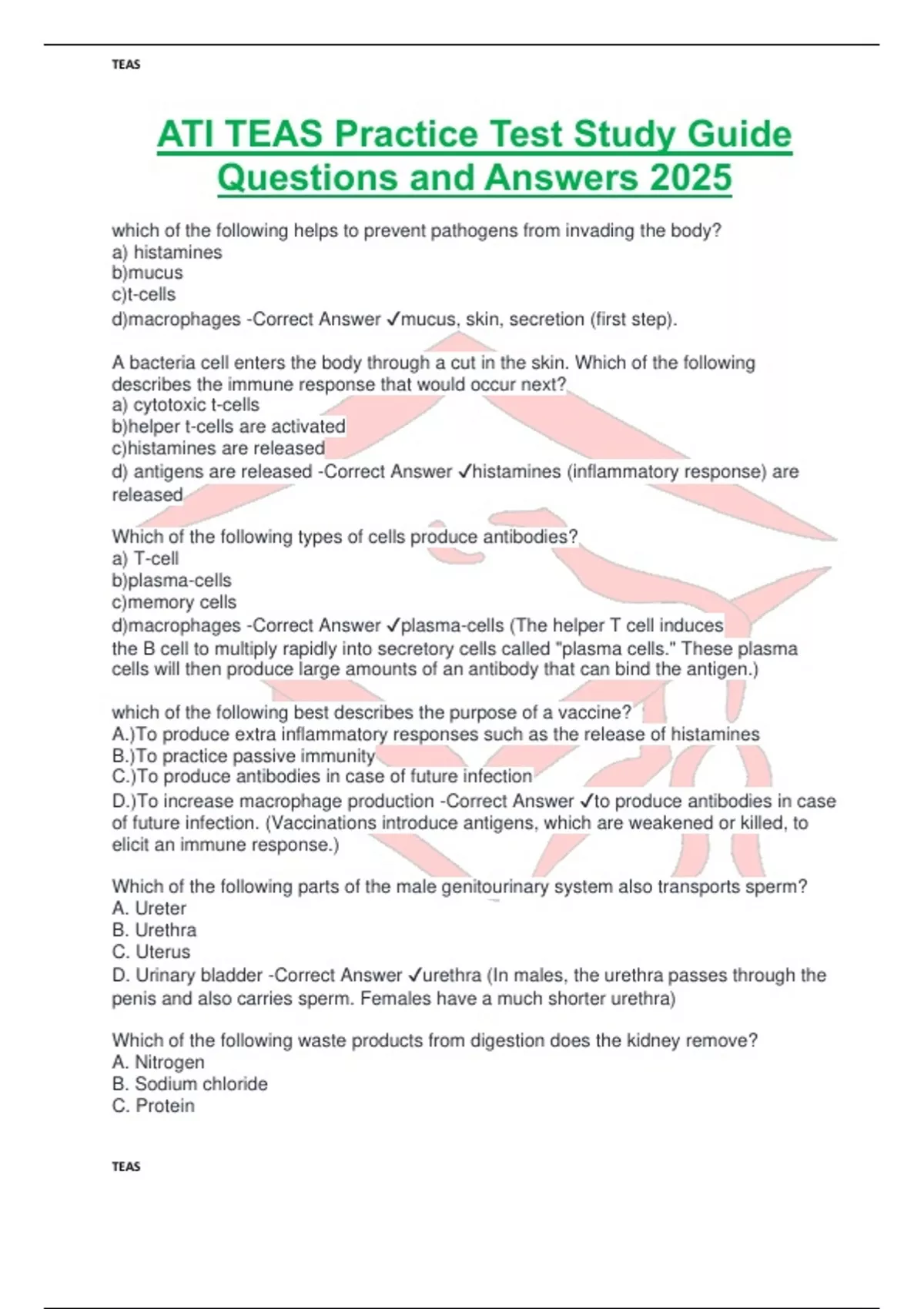 ATI TEAS Practice Test Study Guide Questions and Answers 2025 - ATI ...