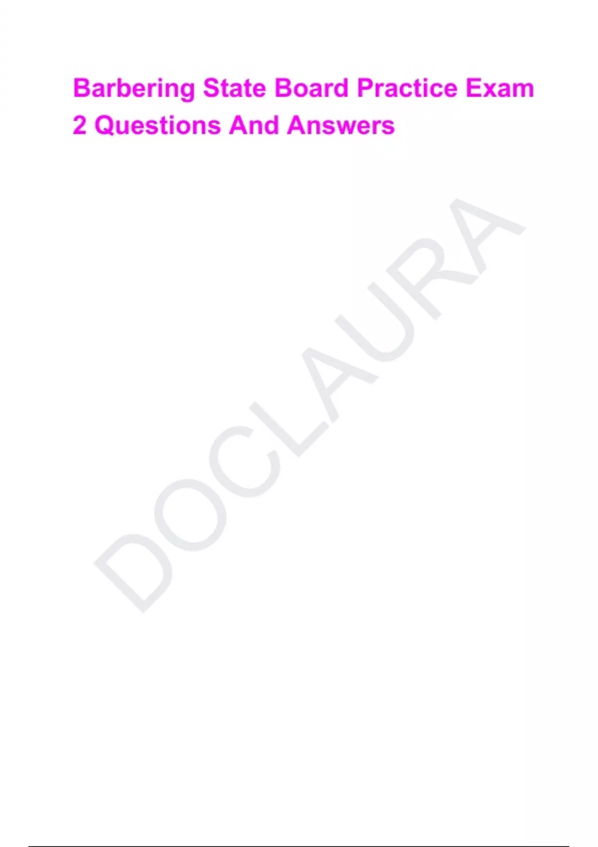 Barbering State Board Practice Exam 2 Questions And Answers - Barber MA ...