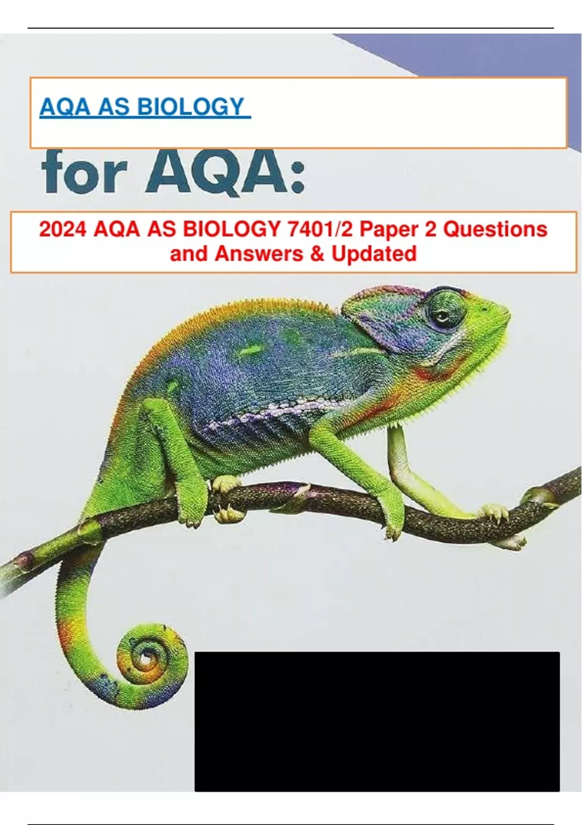 2024 AQA AS BIOLOGY 7401/2 Paper 2 Questions and Answers & Updated ...