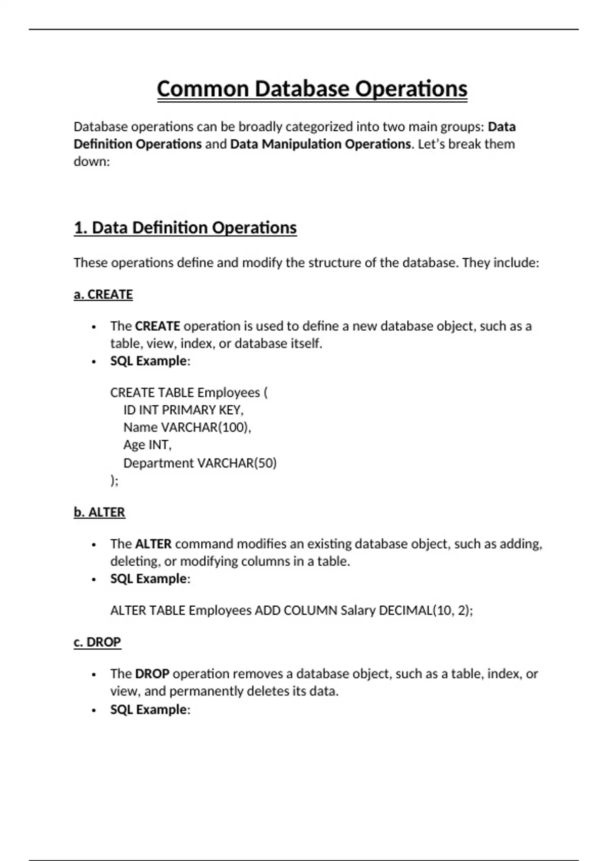 Common Database Operations: CRUD and Beyond - COMPUTER SCIENCE - Stuvia US