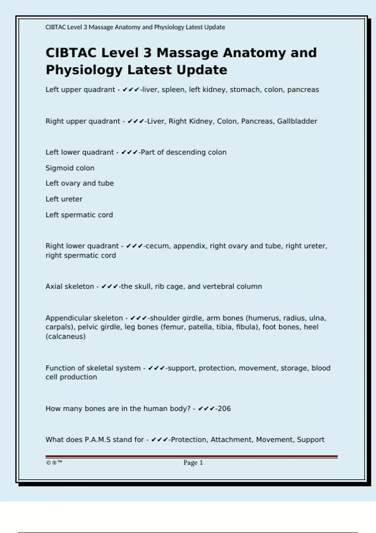 CIBTAC Level 3 Massage Anatomy and Physiology Latest Update - Cibtac ...