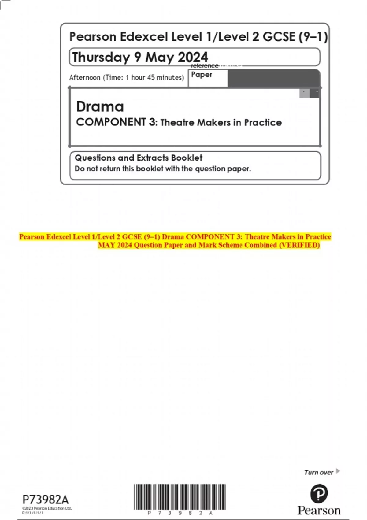 EXAMS BUNDLE::::Pearson Edexcel Level 1/Level 2 GCSE (9–1) Drama | 2024 ...