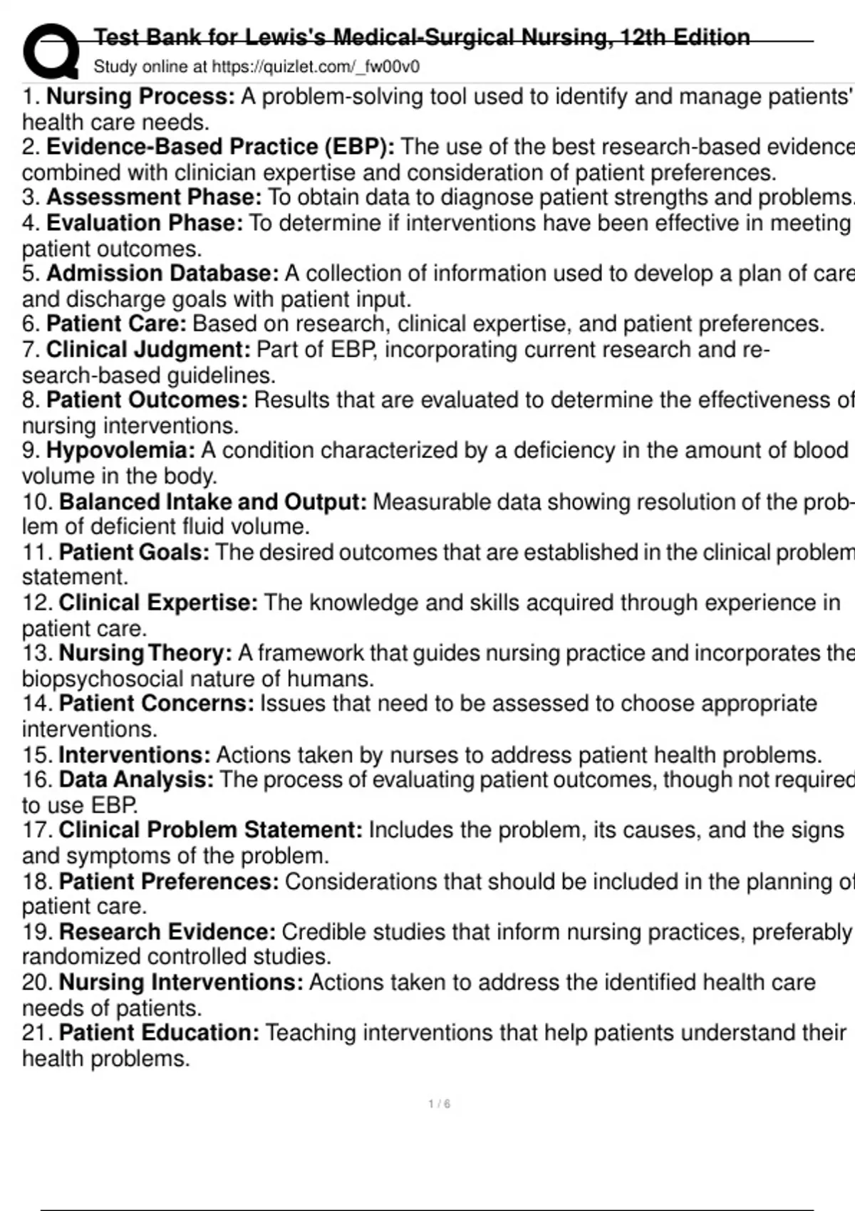 Test bank lewis medical-surgical nursing assessment and management of ...