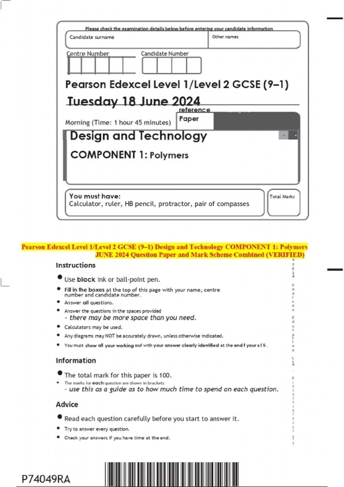 Pearson Edexcel Level 1/Level 2 GCSE (9–1) Design and Technology ...