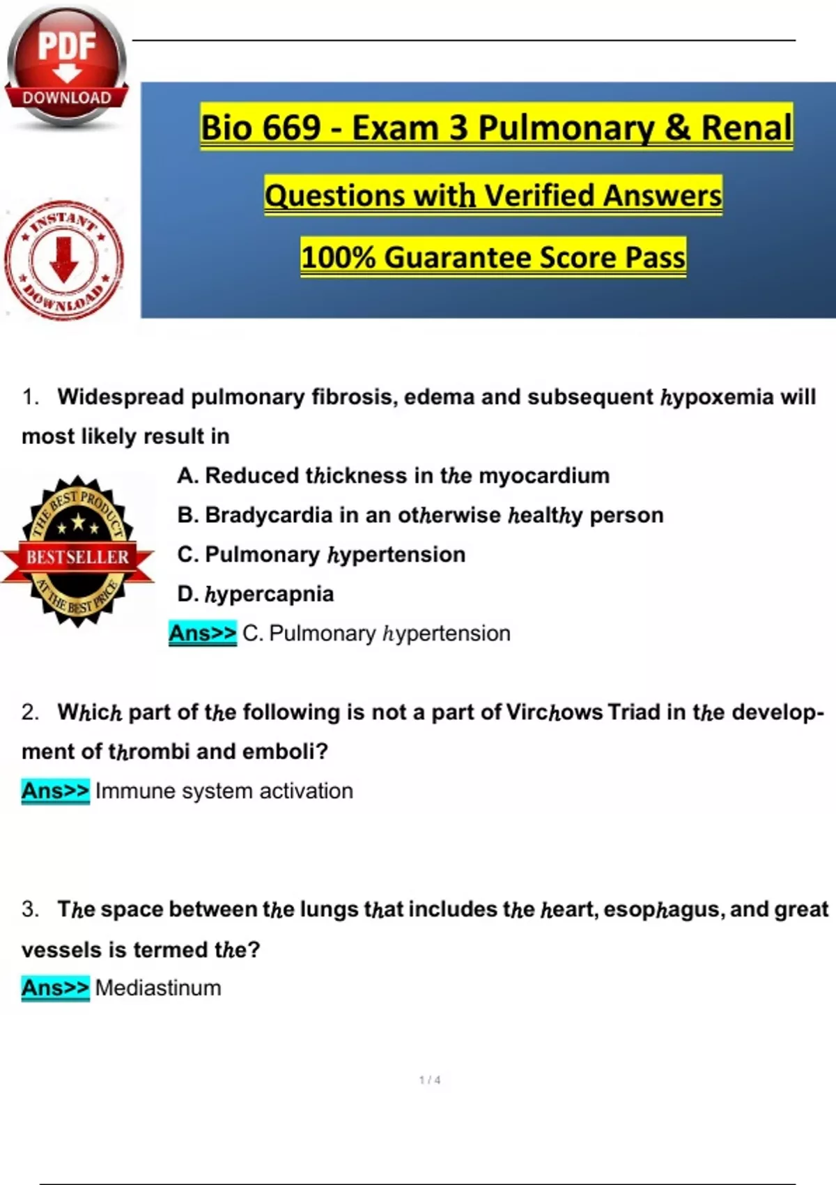 BIO 669 Exam 3 Actual Questions with Verified Answers (2025 / 2026 ...