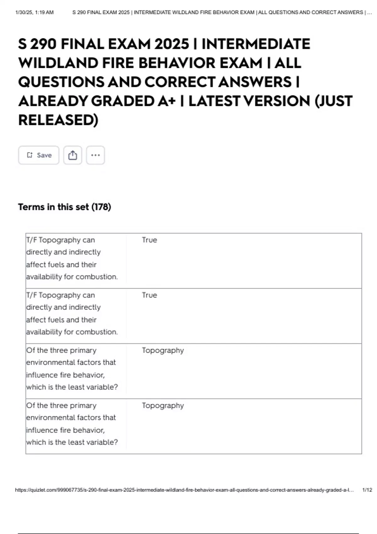 S 290 FINAL EXAM 2025 | INTERMEDIATE WILDLAND FIRE BEHAVIOR EXAM | ALL ...