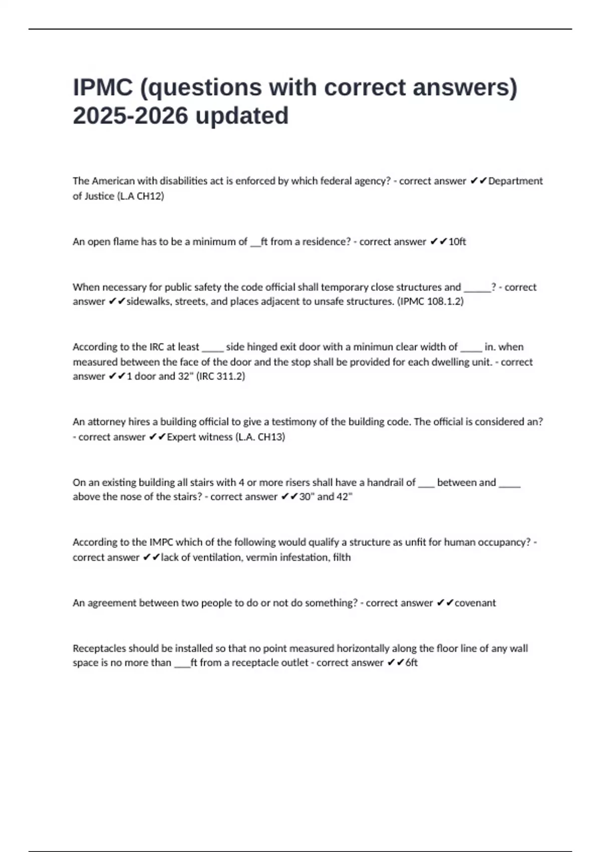 IPMC (questions with correct answers) updated - IPMC - Stuvia US