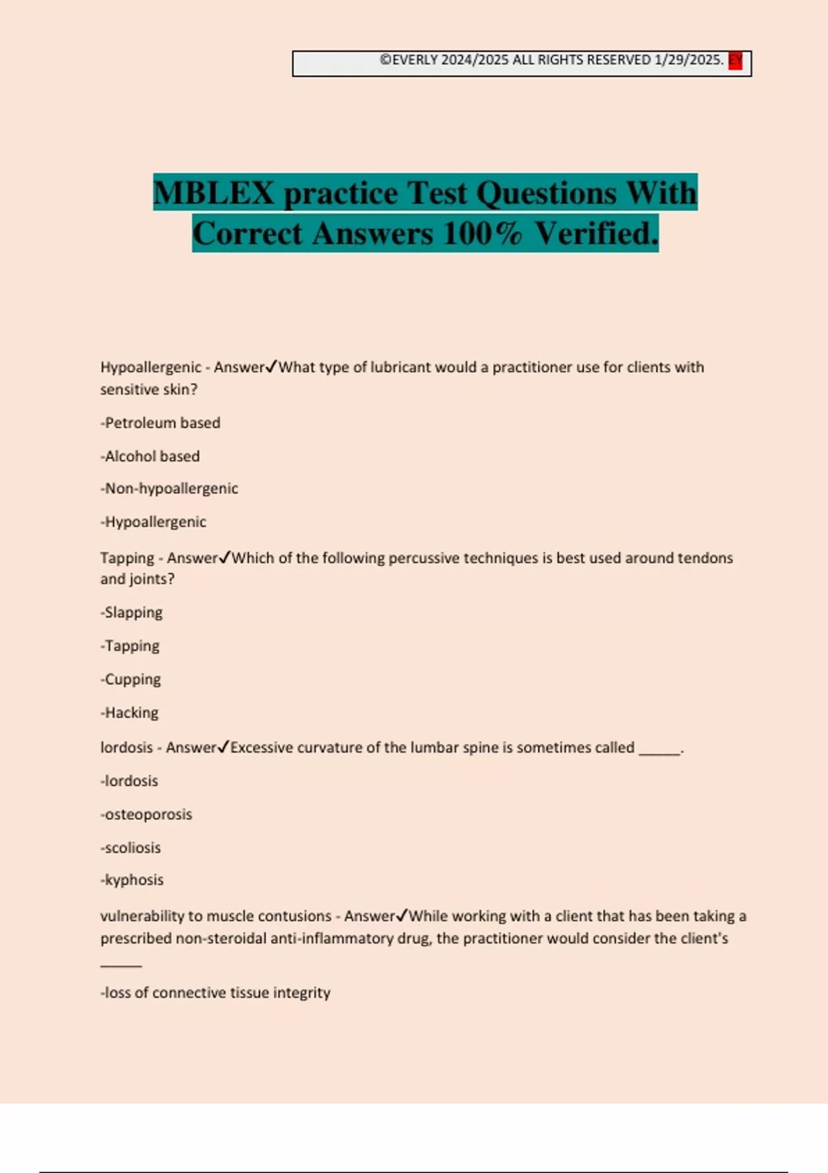 MBLEX practice Test Questions With Correct Answers 100% Verified ...