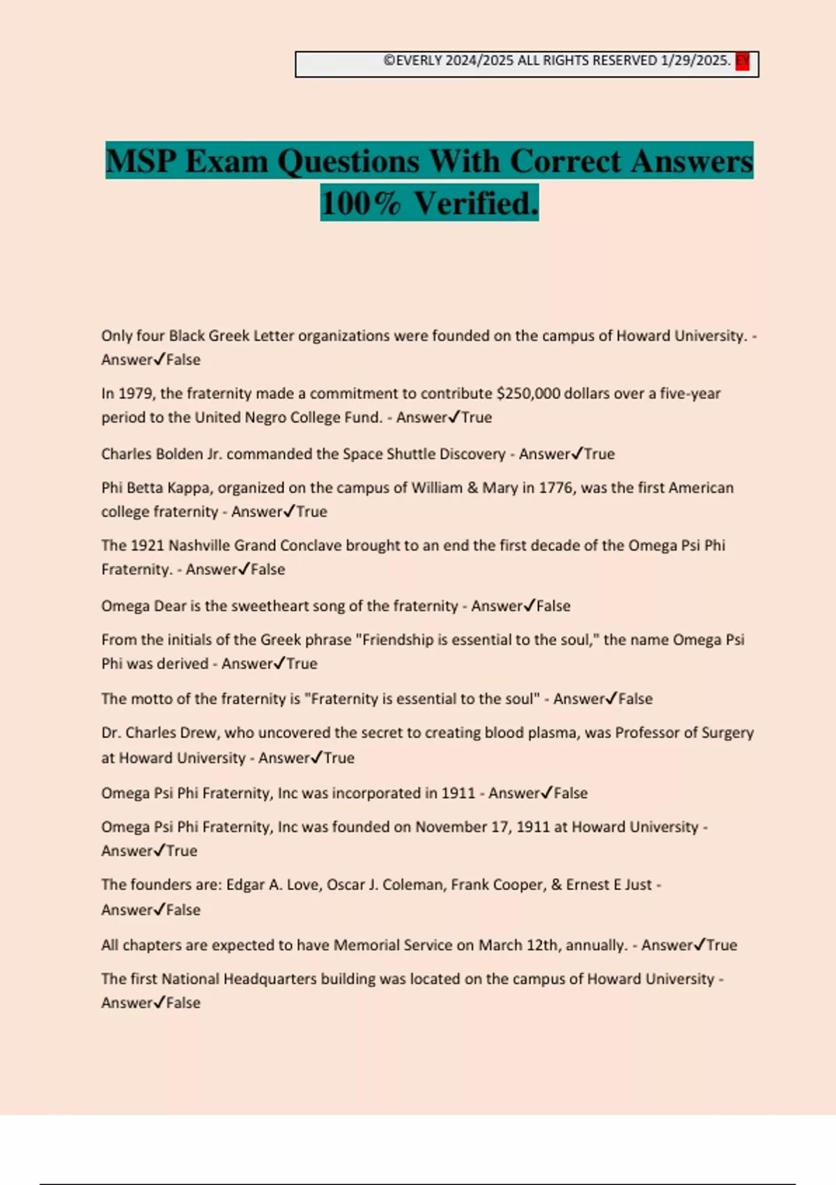 MSP Exam Questions With Correct Answers 100% Verified. - MSP - Stuvia US