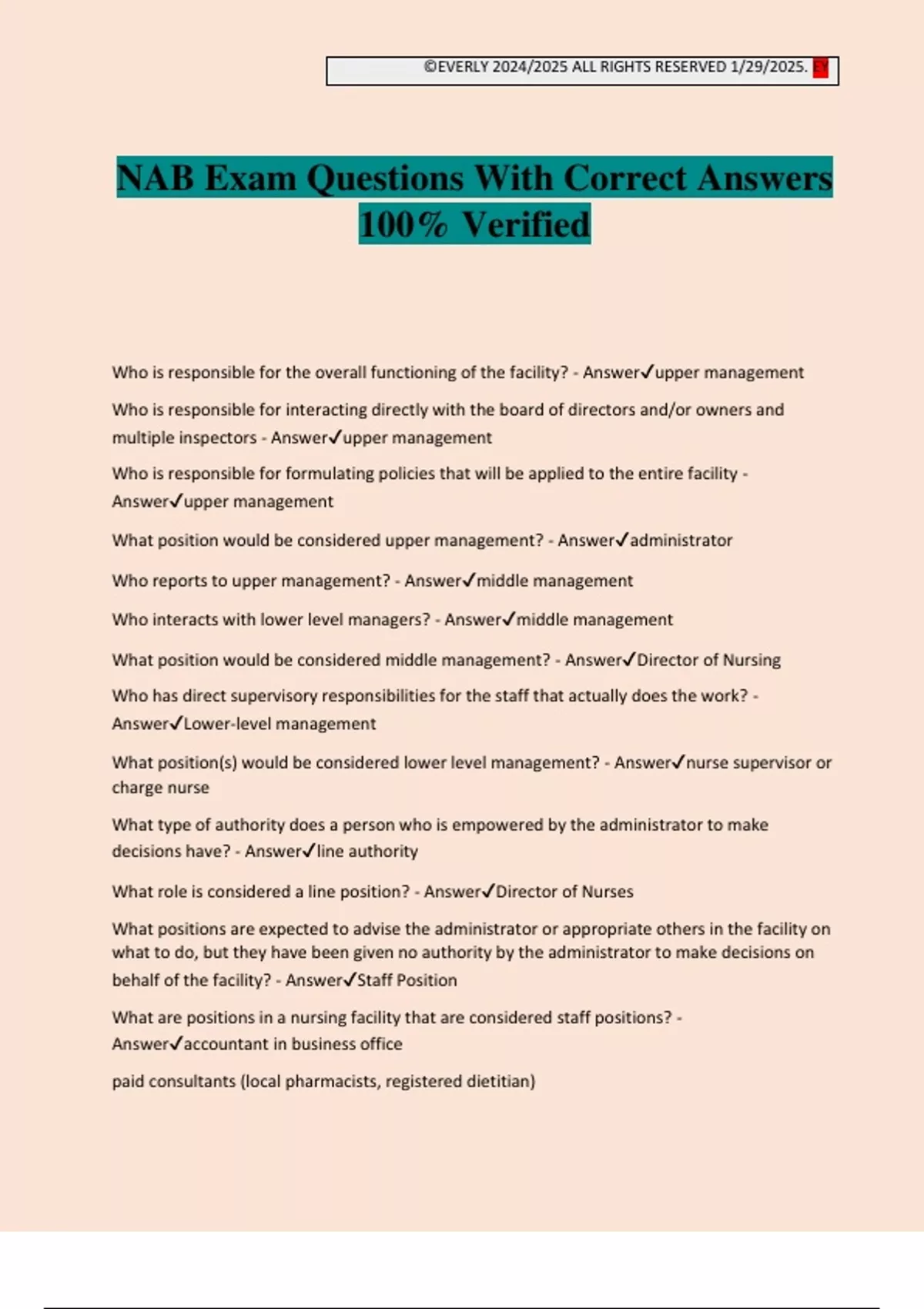 NAB Exam Questions With Correct Answers 100% Verified - NAB - Stuvia US