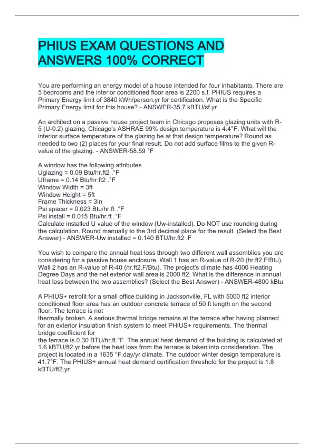 PHIUS EXAM QUESTIONS AND ANSWERS 100% CORRECT - PHIUS - Stuvia US