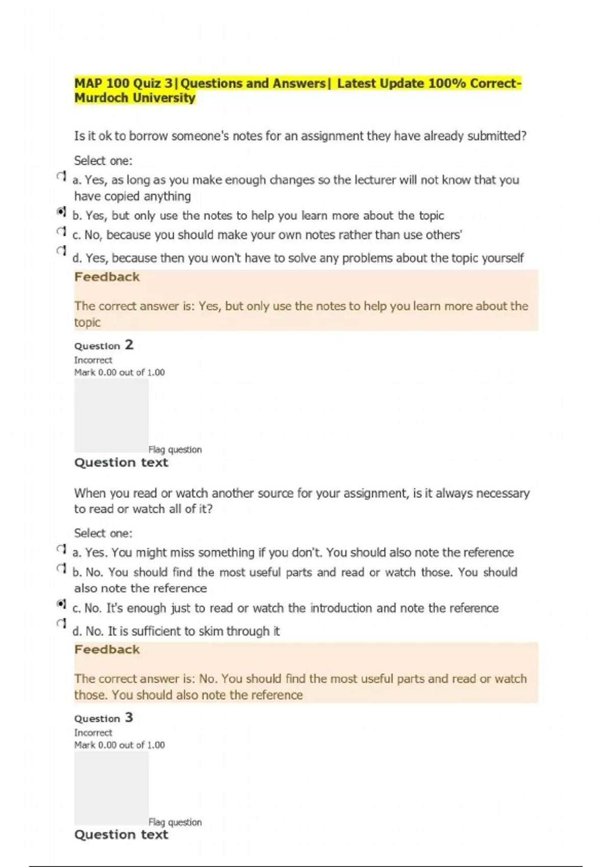 MAP 100 Quiz 3|Questions and Answers| Latest Update 100% Correct ...