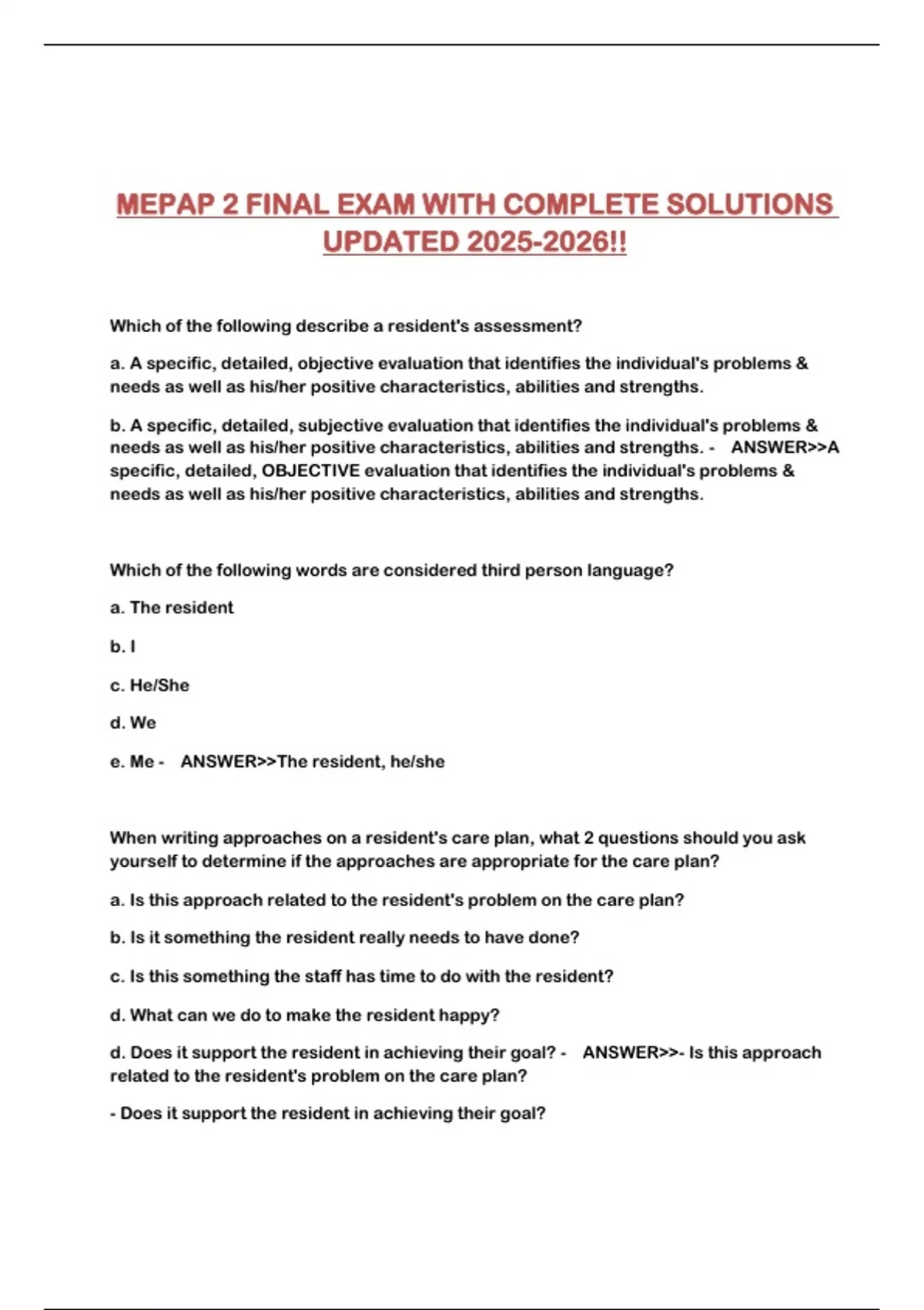 MEPAP 2 FINAL EXAM WITH COMPLETE SOLUTIONS UPDATED !! - MEPAP 2 - Stuvia US