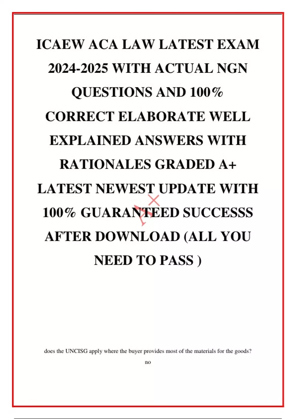 ICAEW ACA LAW LATEST EXAM WITH ACTUAL NGN QUESTIONS AND 100% CORRECT ...