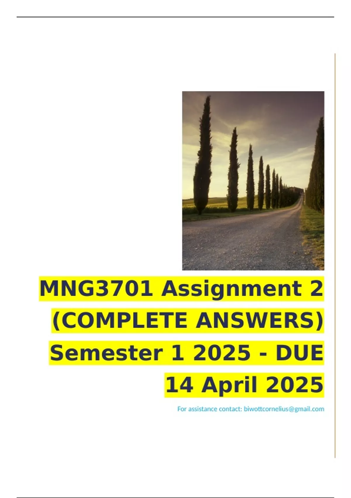 MNG3701 Assignment 2 (COMPLETE ANSWERS) Semester 1 2025 - DUE 14 April ...