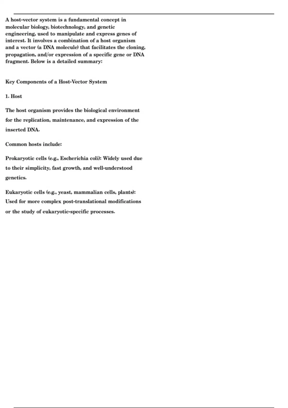 Summary Biotechnology class 12th Host- vector system - 12 class - Stuvia US