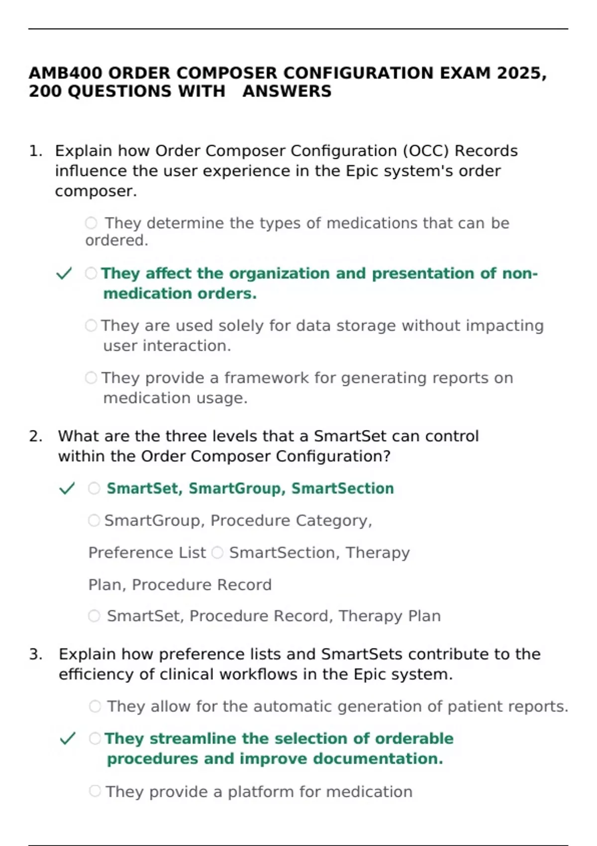 AMB400 ORDER COMPOSER CONFIGURATION EXAM 2025, 200 QUESTIONS WITH ...