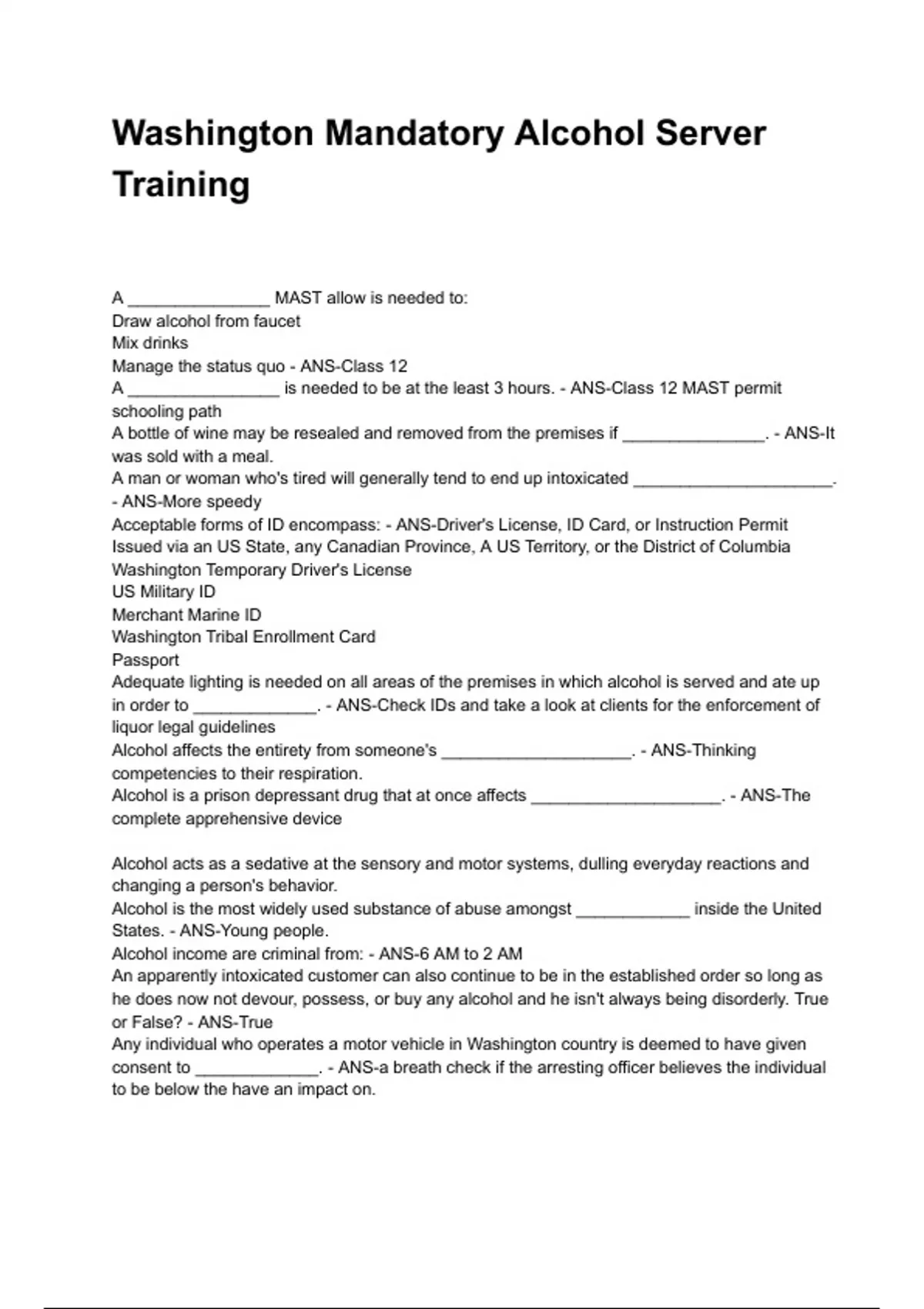 Washington Mast Exam NEWEST 2025/2026 ACTUAL EXAM COMPLETE QUESTIONS ...