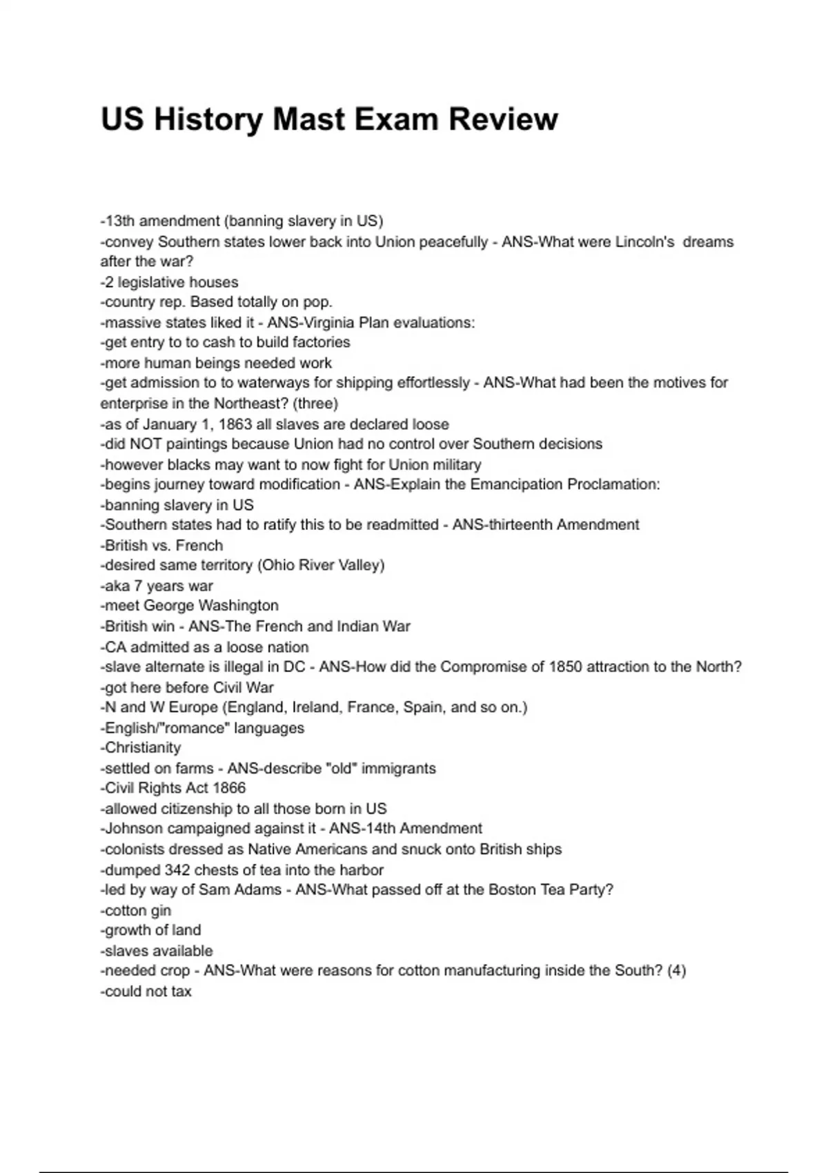 US History Mast Exam Review NEWEST 2025/2026 ACTUAL EXAM COMPLETE ...