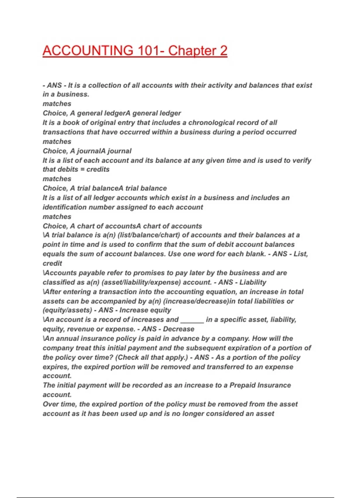ACCOUNTING 101- Chapter 2 Exam 2025/2026 Questions With Completed ...