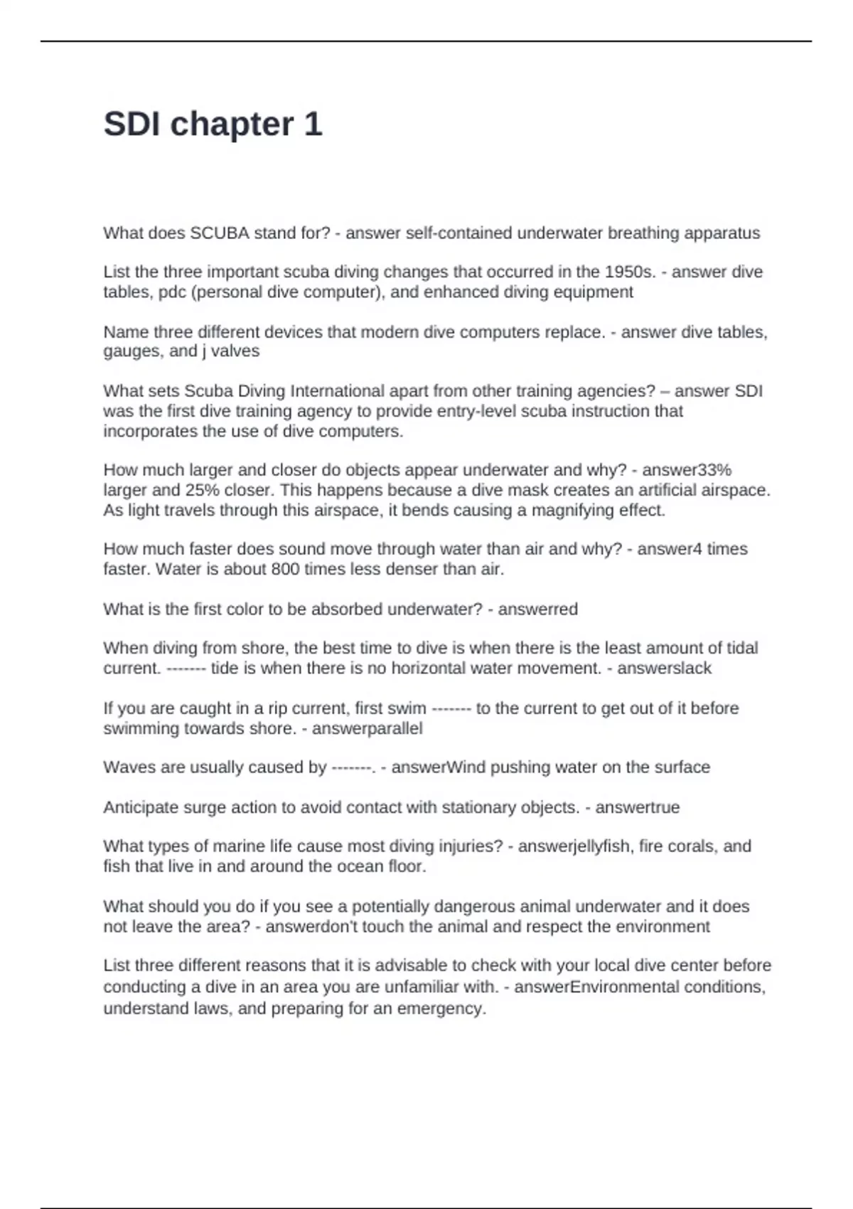 SDI chapter 1 Question and Answers 2025 - SDI - Stuvia US