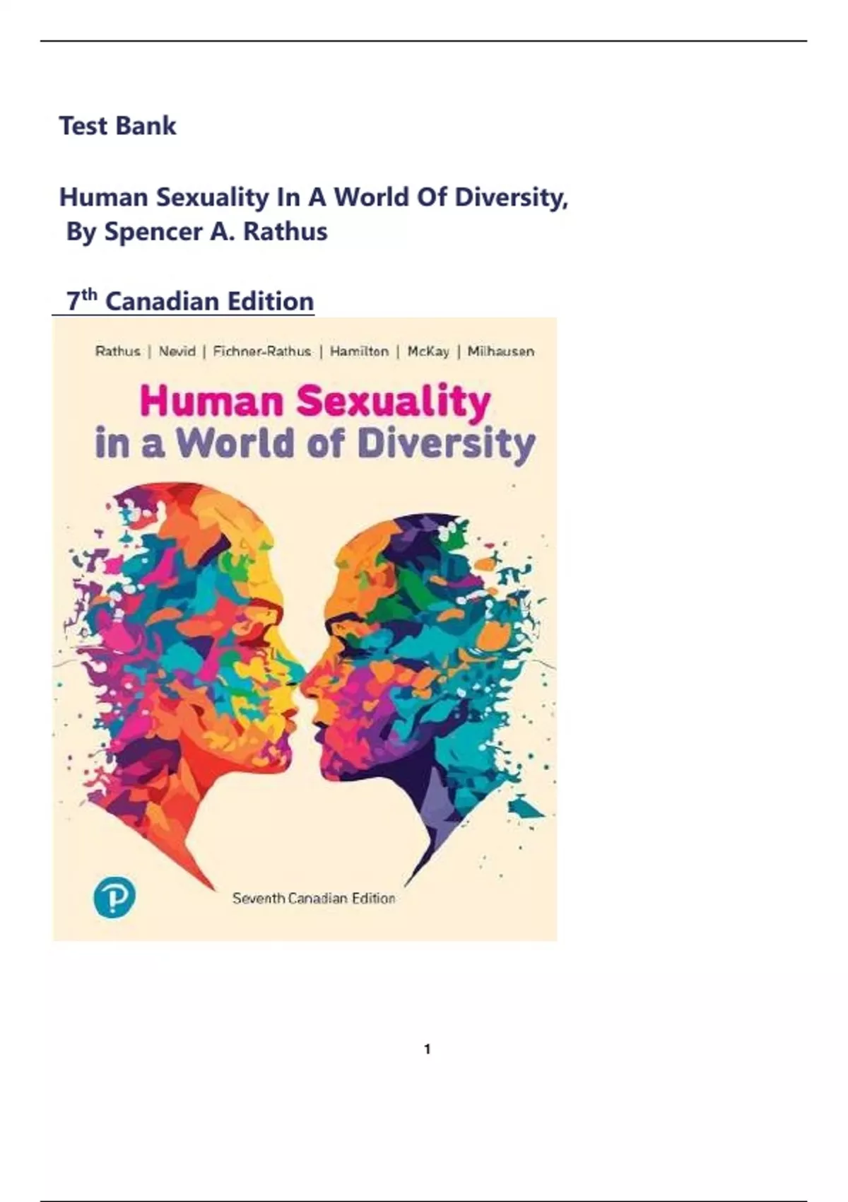 Test Bank for Human Sexuality in a World of Diversity, 7th Canadian ...