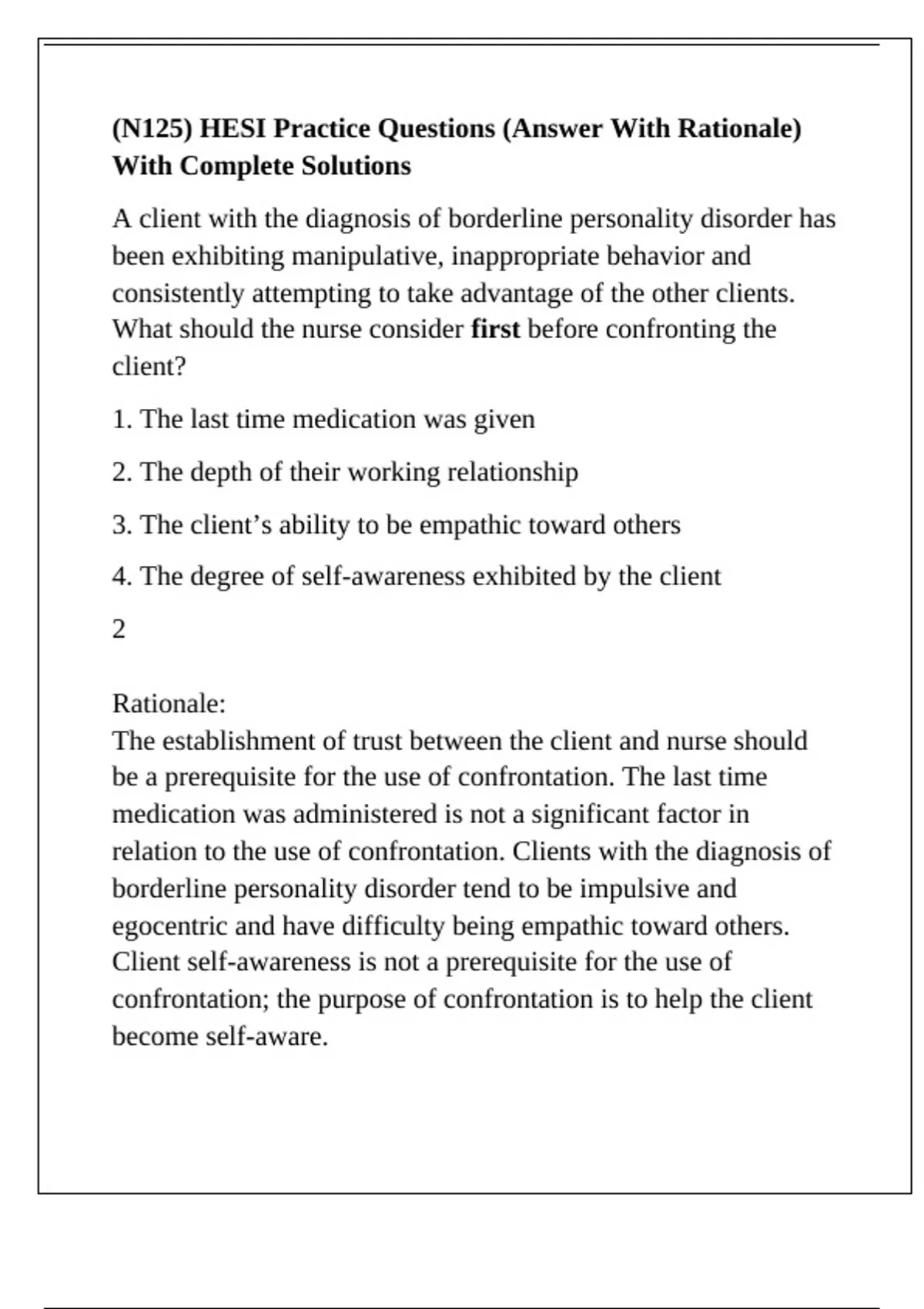 N125 Samuel Merritt University -(N125) HESI Practice Questions (Answer ...