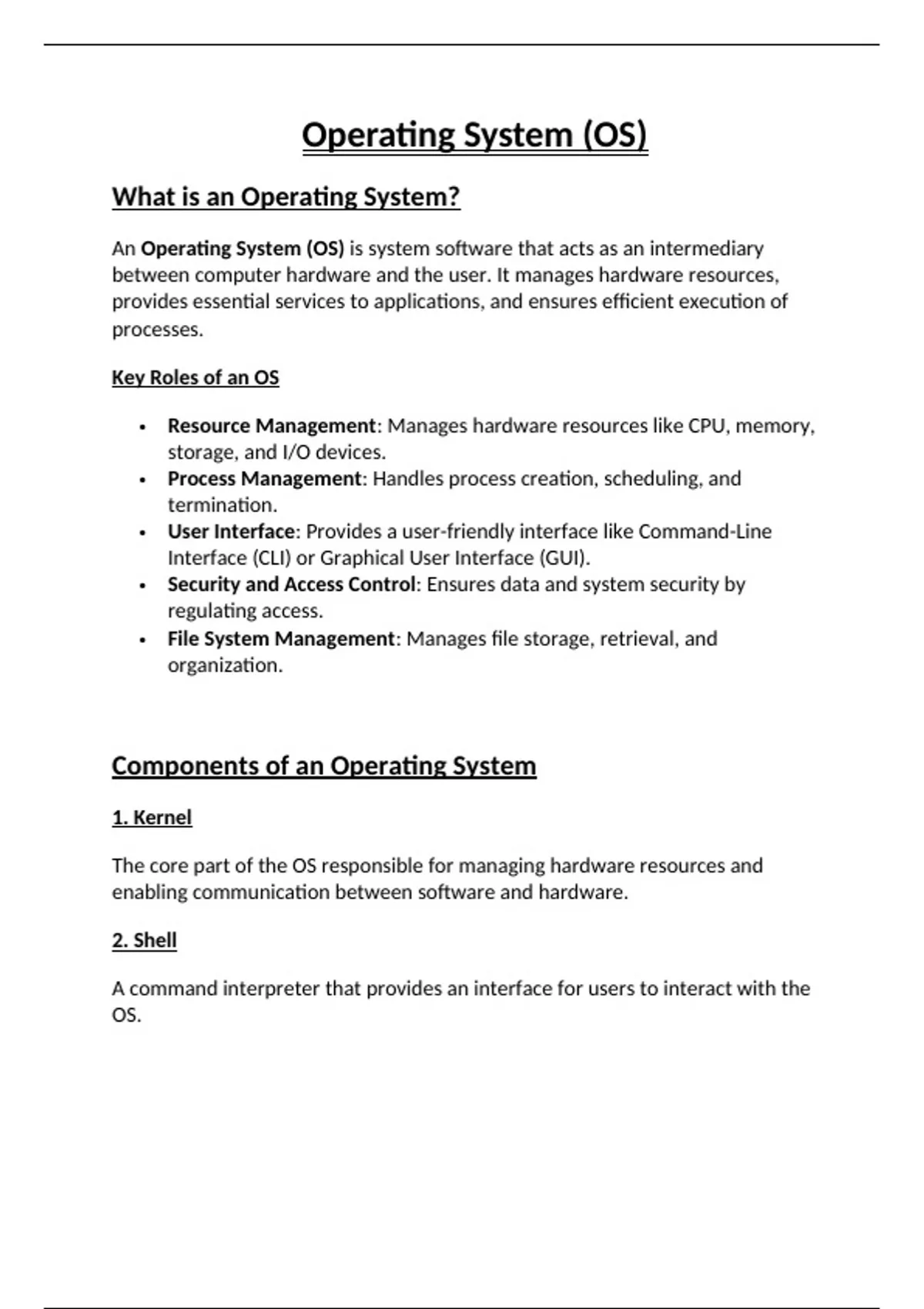 Operating System Os Concepts And Functions Computer Science Stuvia Us
