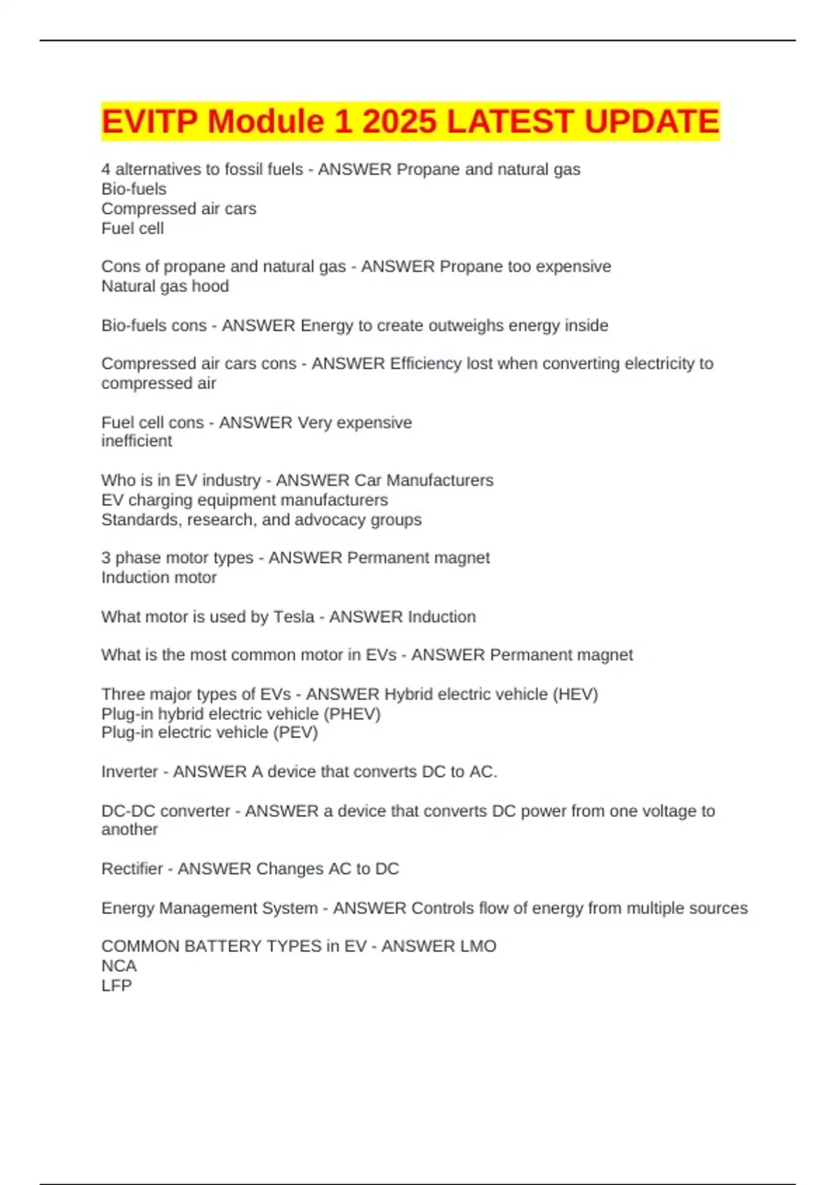 EVITP Module 1 2025 LATEST UPDATE - EVITP - Stuvia US
