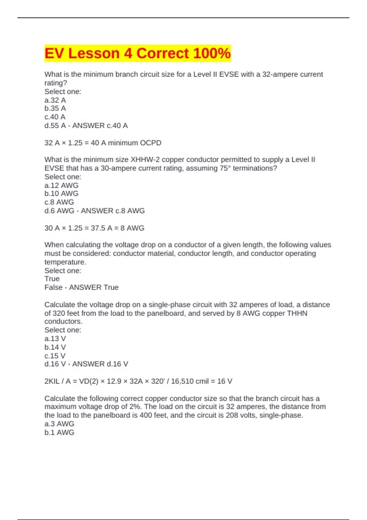 EV Lesson 4 Correct 100% - EVITP - Stuvia US