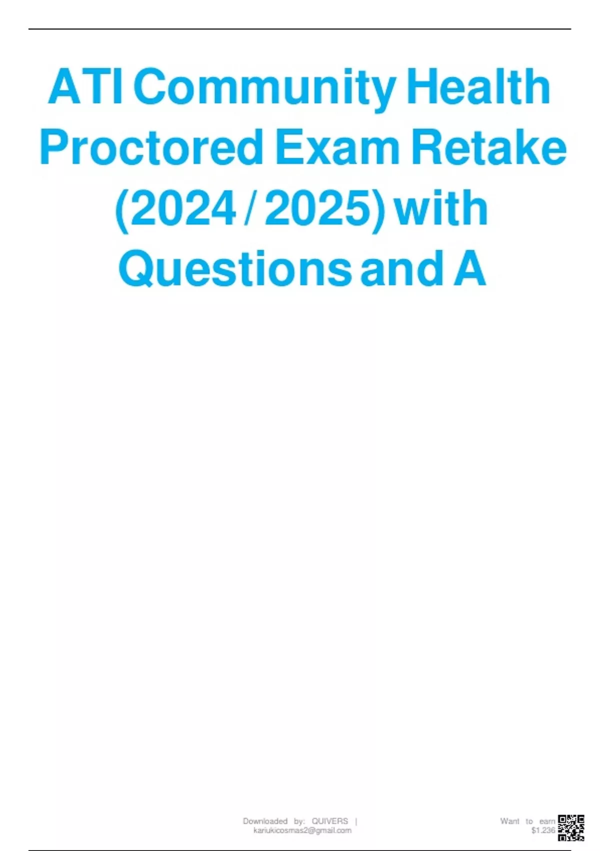 ATI Community Health Proctored Exam Retake (2024/ 2025) with Questions ...