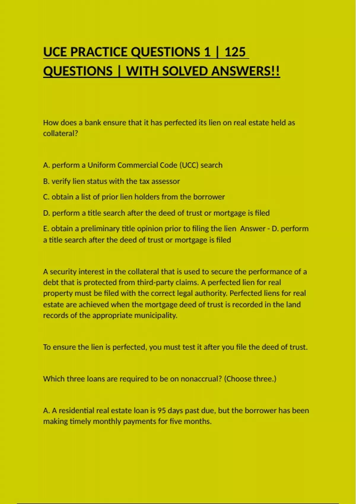 UCE PRACTICE QUESTIONS 1 | 125 QUESTIONS | WITH SOLVED ANSWERS!! - UCE ...