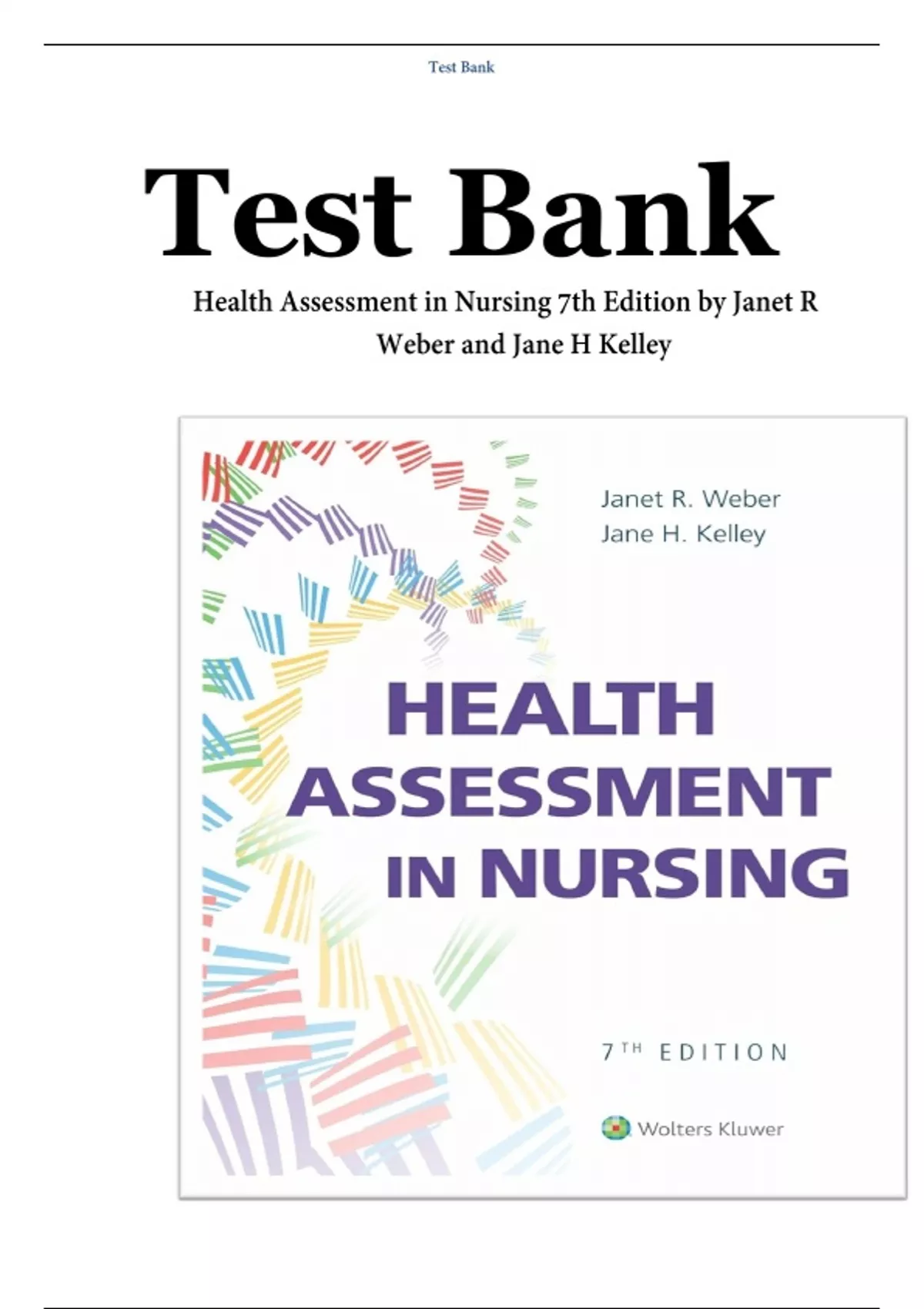 Test Bank for Health Assessment in Nursing 7th Edition by Janet R Weber ...