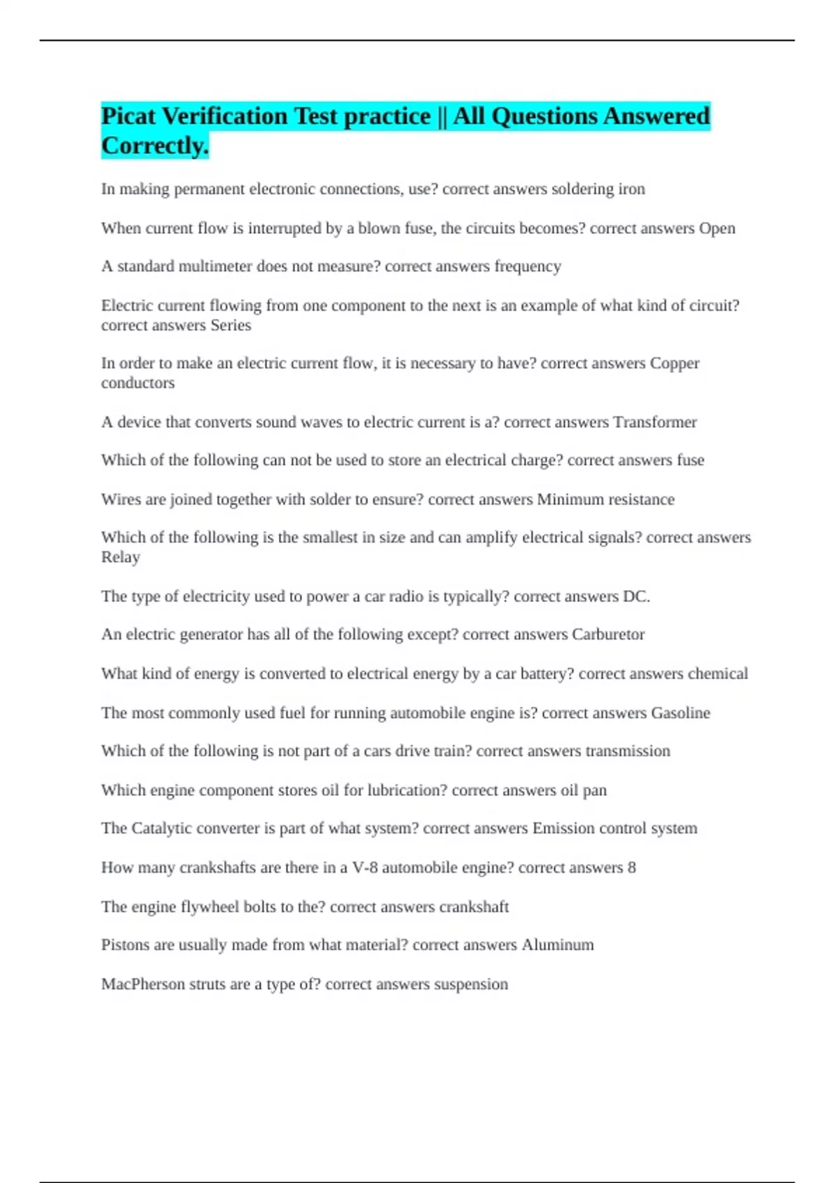 Picat Verification Test practice || All Questions Answered Correctly ...