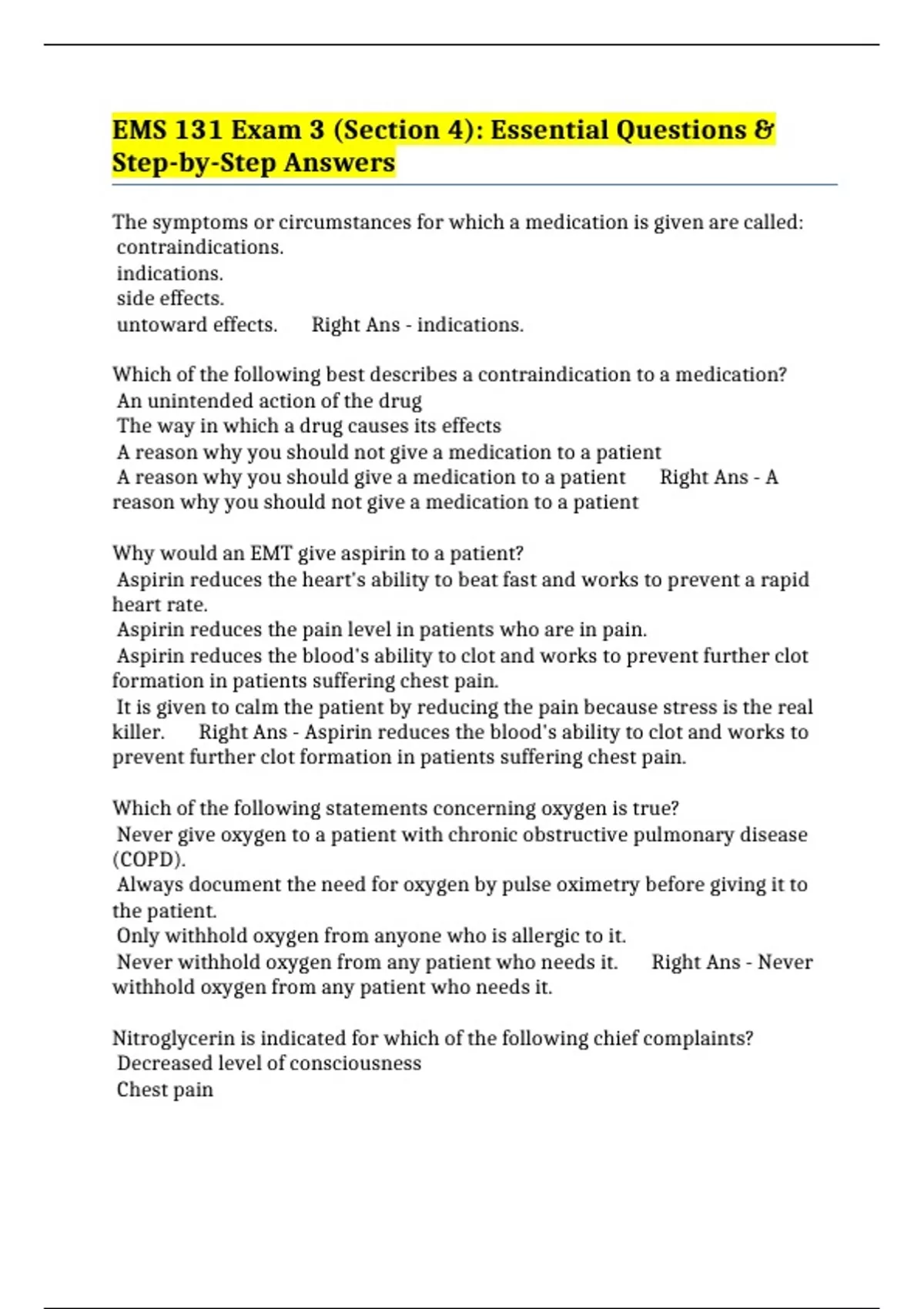 EMS 131 Exam 3 (Section 4): Essential Questions & Step-by-Step Answers ...