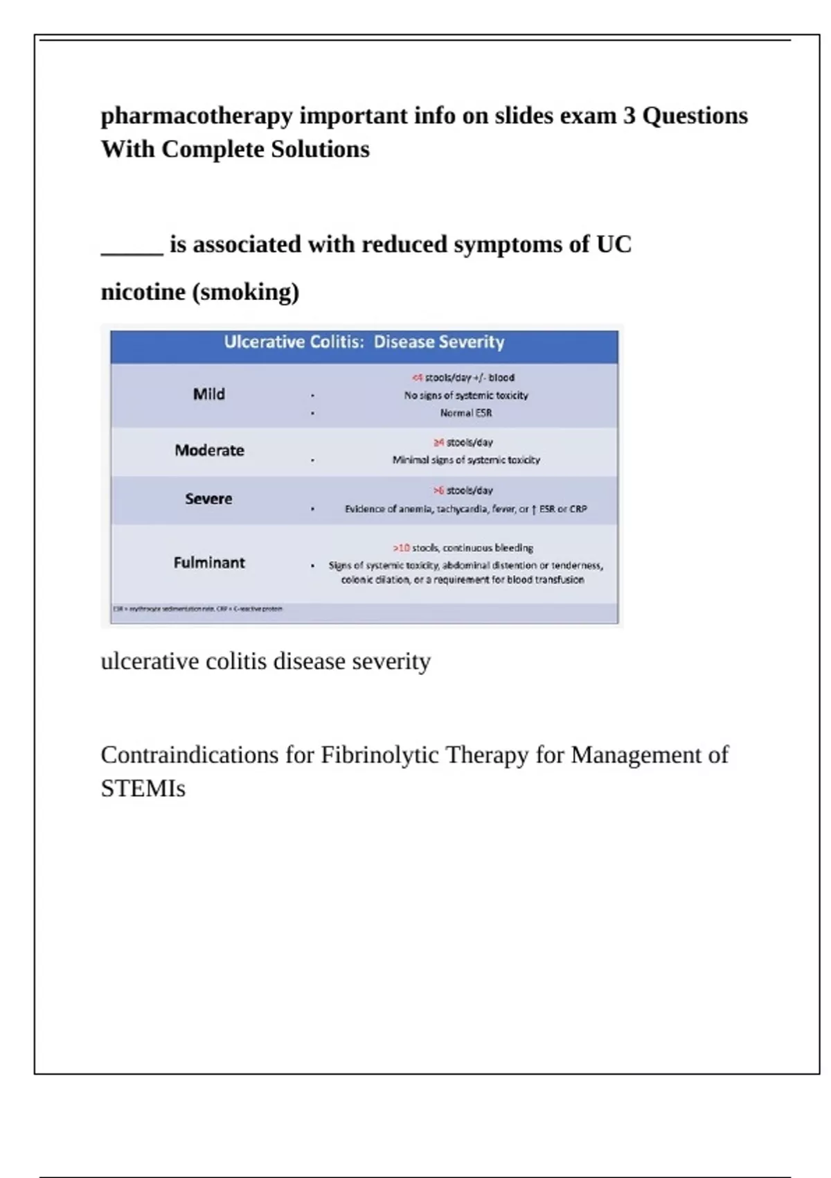 pharmacotherapy important info on slides exam 3 Questions With Complete ...