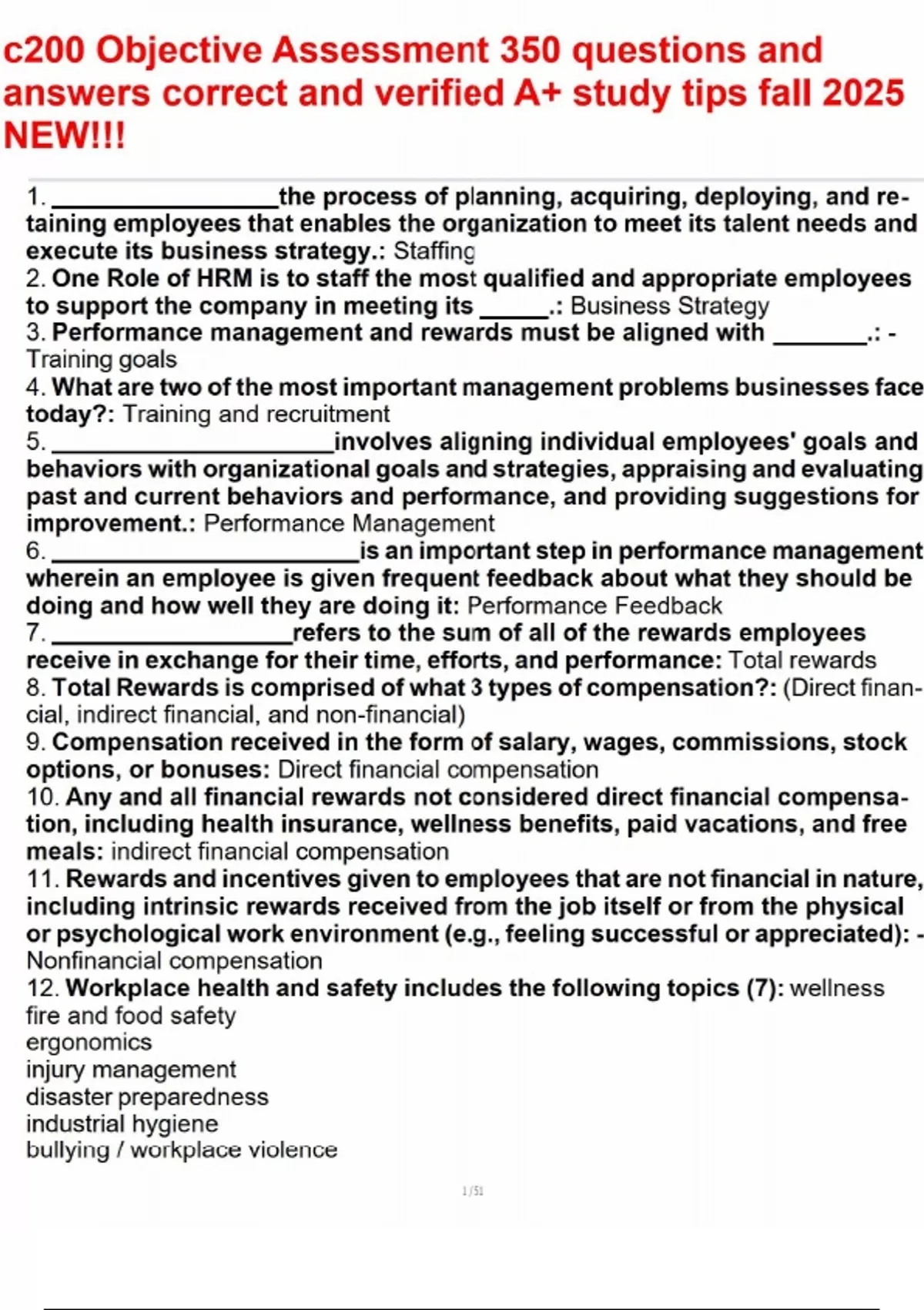 c200 Objective Assessment 350 questions and answers correct and ...