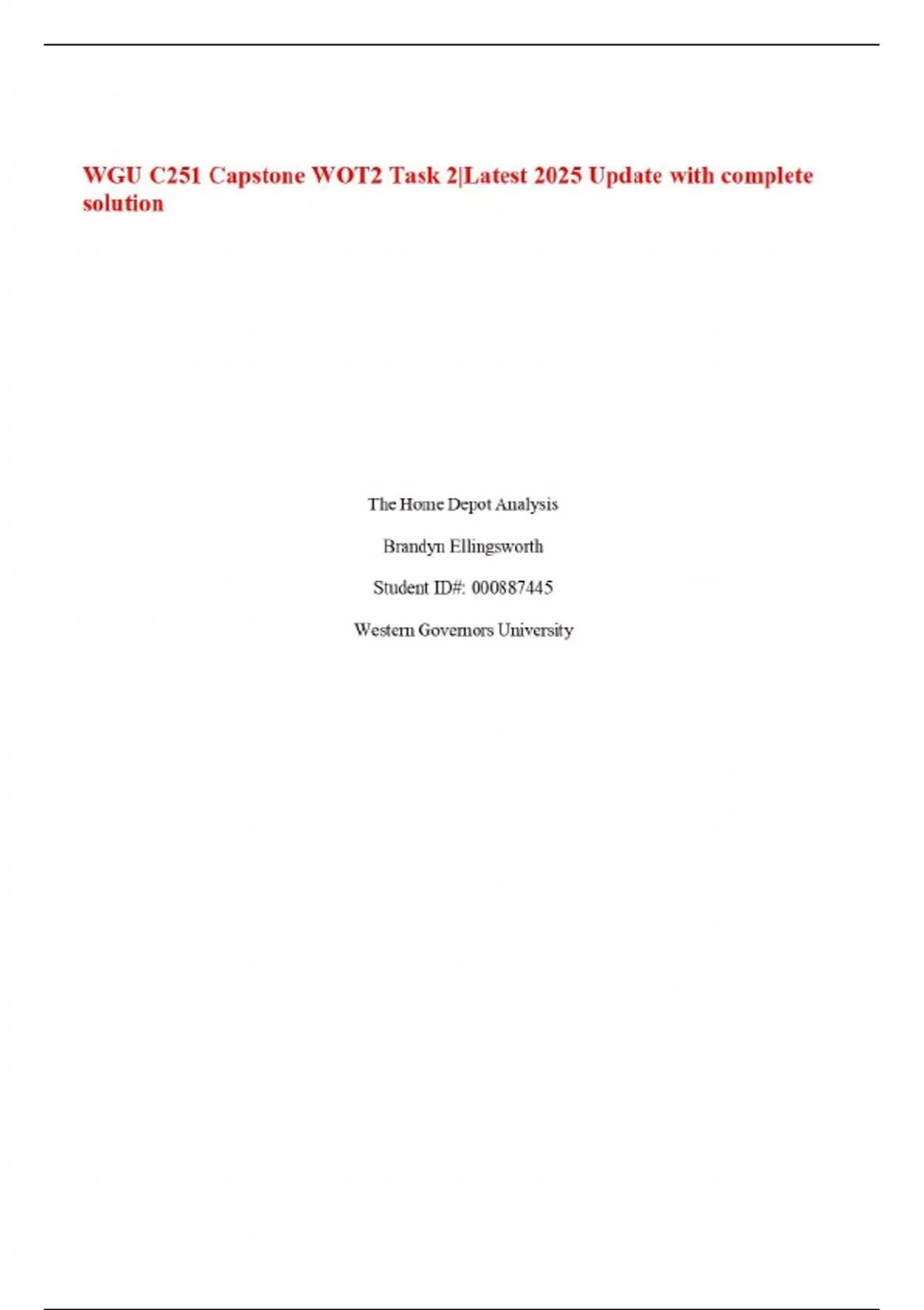 WGU C251 Capstone WOT2 Task 2|Latest 2025 Update with complete solution ...