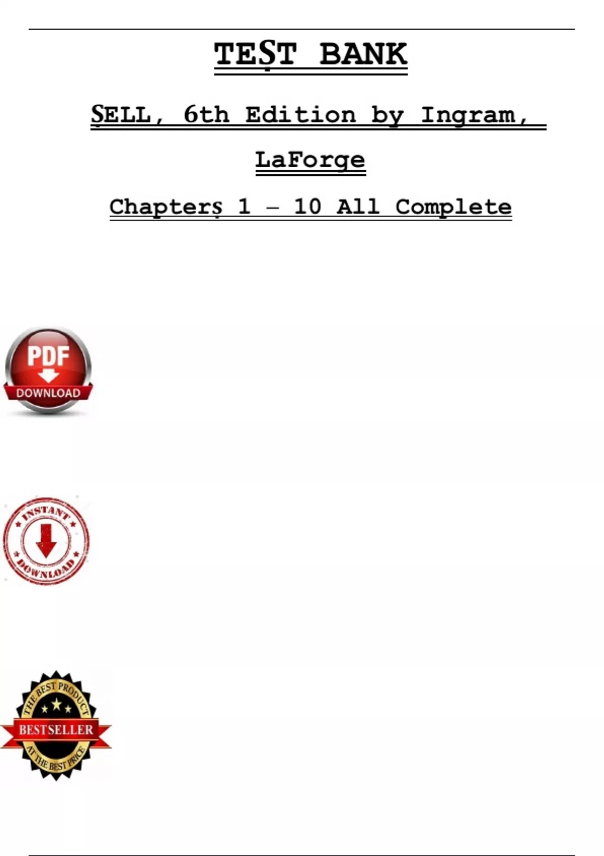 Test Bank for SELL, 7th Edition by (Ingram) (All Chapters 1 to 10 ...