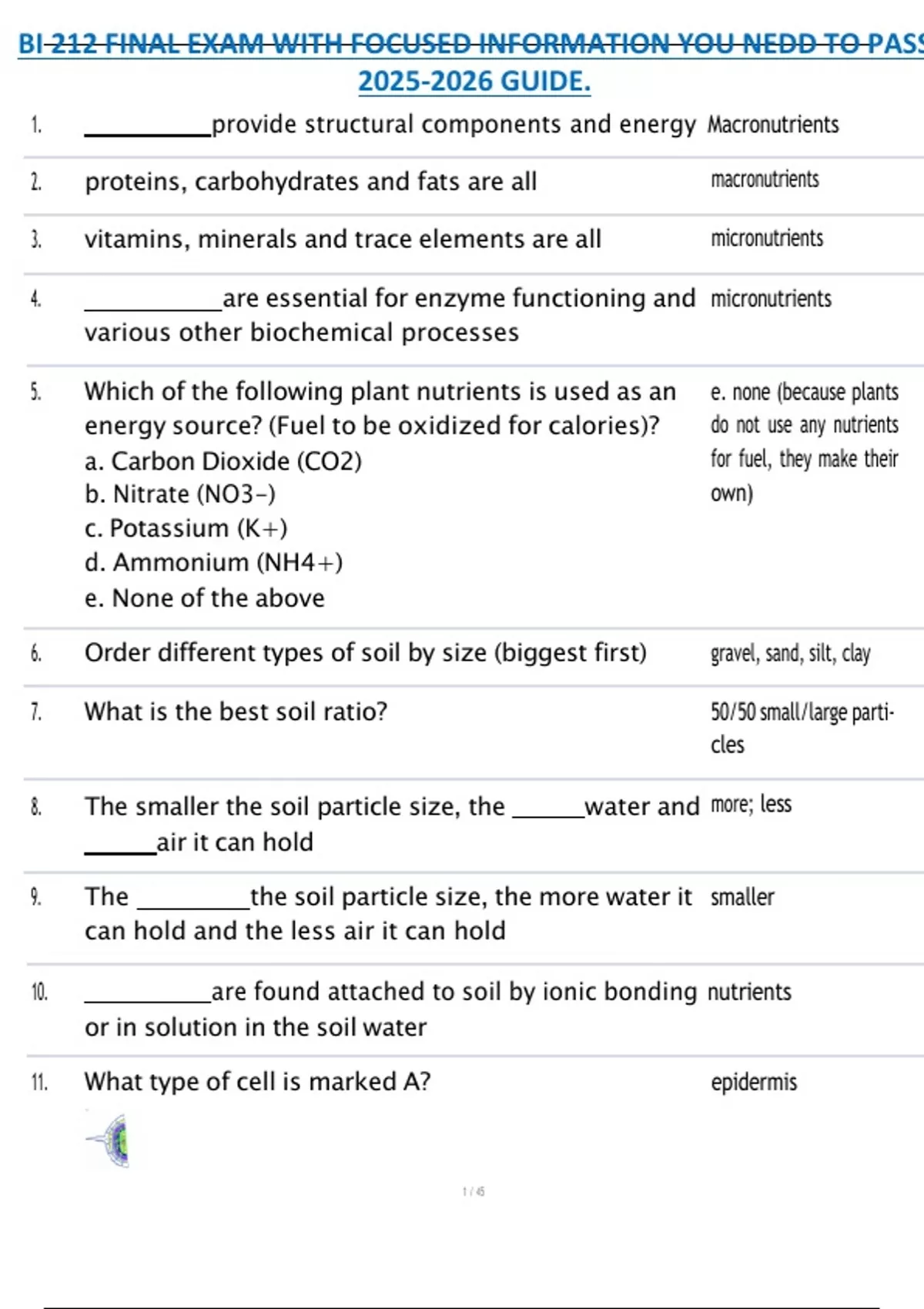 BI 212 FINAL EXAM WITH FOCUSED INFORMATION YOU NEED TO PASS GUIDE - BI ...