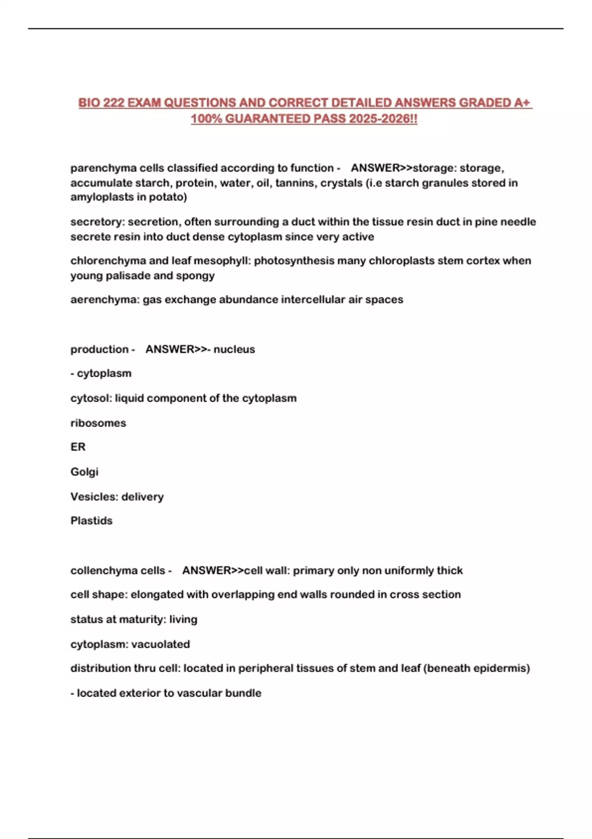 BIO 222 EXAM QUESTIONS AND CORRECT DETAILED ANSWERS GRADED A+ 100% ...
