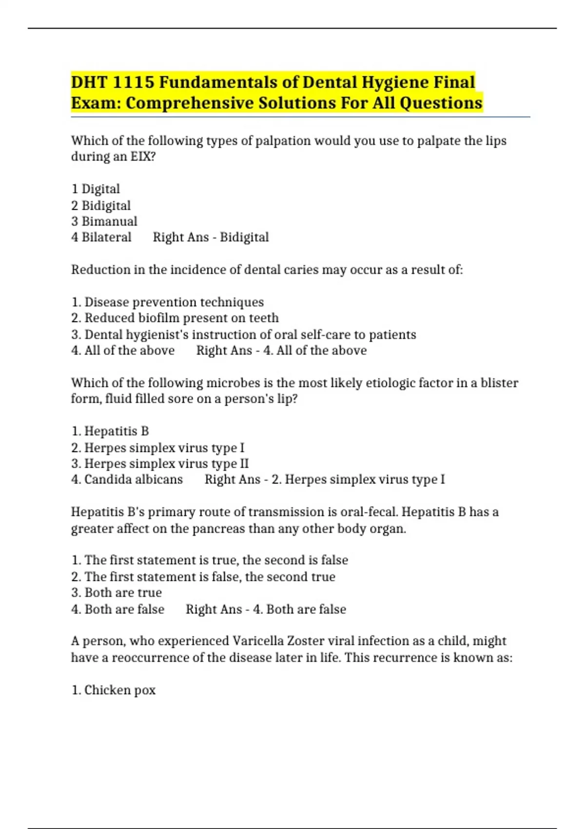 Dental Hygiene Process Of Care & Dental Hygiene Care Plan: Questions ...