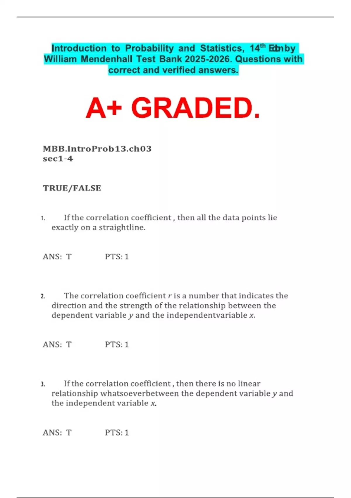 Introduction to Probability and Statistics, 14th Edition by William ...