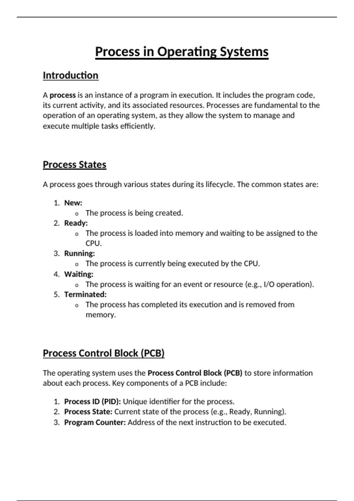 Process In Operating Systems Lifecycle Scheduling And Management Computer Science Stuvia Us