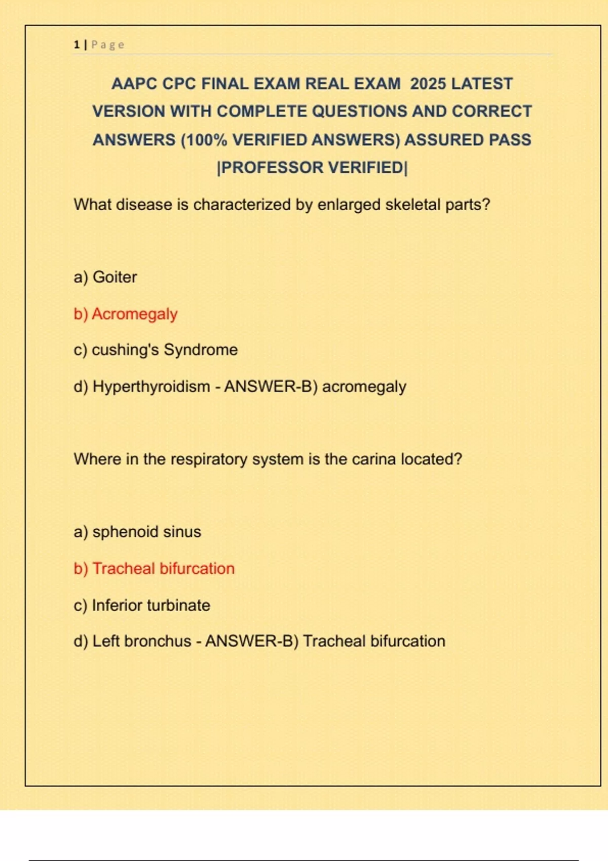 AAPC CPC FINAL EXAM REAL EXAM 2025 LATEST VERSION WITH COMPLETE ...